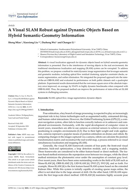 Pdf A Visual Slam Robust Against Dynamic Objects Based On Hybrid Semantic Geometry Information