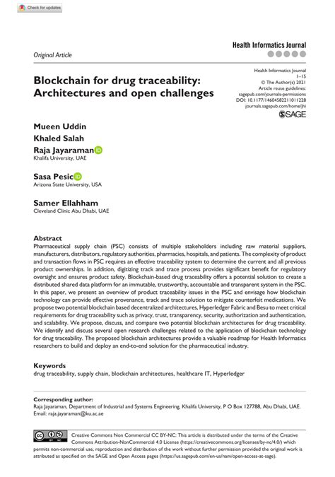 Pdf Blockchain For Drug Traceability Architectures And Open Challenges