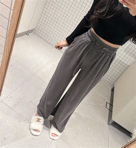 [롱ver 숏ver] 기모 찰랑 밴딩 하이웨스트 와이드팬츠 에이블리