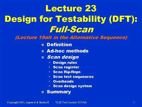 Lecture 23 Design For Testability DFT Full Scan Lecture