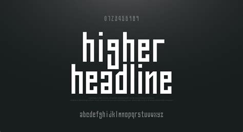 높은 키가 큰 간단한 글꼴 알파벳 서체를 응축 현대 알파벳 소문자 글꼴입니다 타이포그래피 도시 스타일의 문자와 숫자 벡터