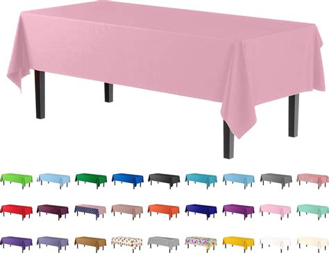 Exquisite Party Solids Pink Rectangular Plastic Tablecloth