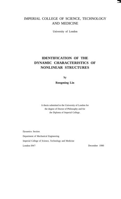 Pdf Identification Of The Dynamic Characteristics Of Nonlinear