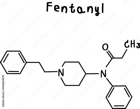 Fentanyl Or Chemical Structure Of Fentanyl Isolate Vector On Transparency Background Stock