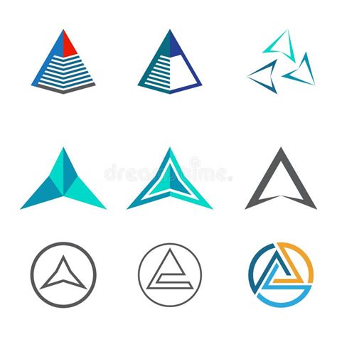 Futuristic Triangle Chain Logo Design Inspiration Stock Vector