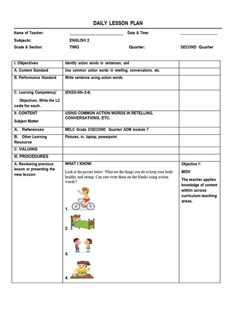 Grade 2 Cot Q2 Verbs Pdf Teachers Learning