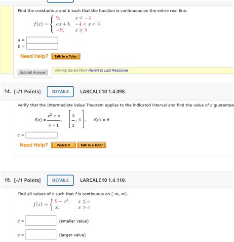 Solved Find The Constants A And B Such That The Function Is Chegg Com