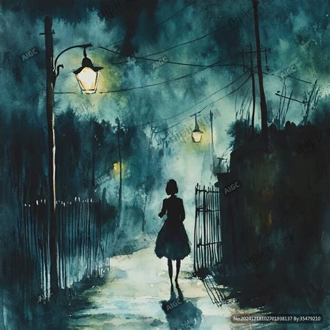 Ai创作图唯美意境插画 水彩背影女生 蓝色女孩插画 文艺梦境小女孩手绘 孤独背影插画 唯美意境少女插画 幽光中的散步 蓝色系手绘插画 水彩女孩背影 孤单的小女孩插画 孤独的灵魂插画 治愈系水彩