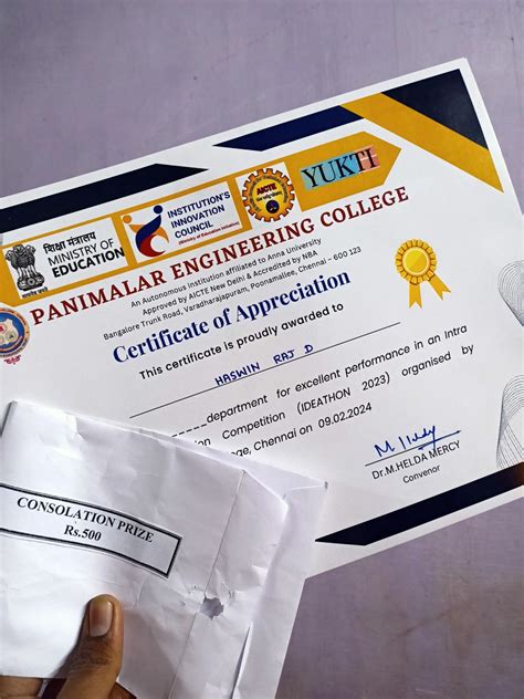 Haswin Raj D On Linkedin Got Certificate From Ideathon 23 Yuktis