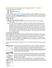 Lab 1 Intro To Geo And Google Earth Docx Introduction To Geology And Google Earth Lab 1 For