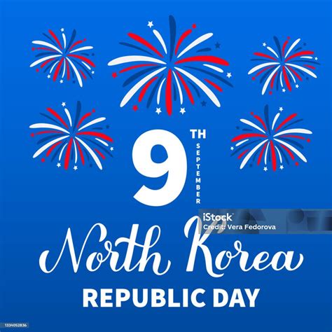 조선민주주의인민공화국의 날은 영어와 한국어로 문자를 보냈다 9월 9일 조선민주주의인민공화국 의 날 배너 타이포그래피 포스터