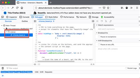 Debugging Firefox Extension Workshop
