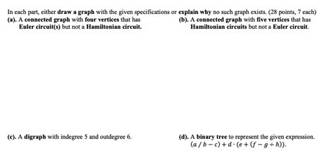 Solved In Each Part Either Draw A Graph With The Given
