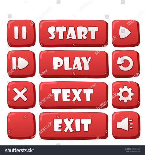 Vector Icon Red Game Buttons Set Stock Illustration 1964457922 Shutterstock