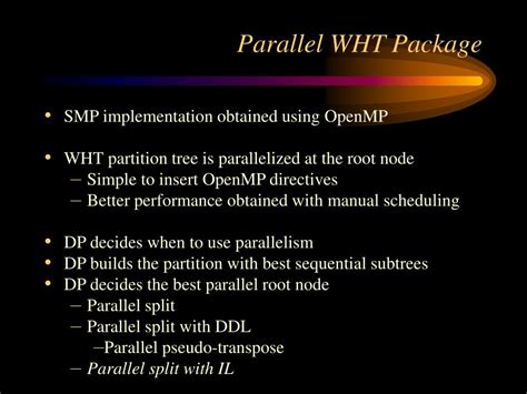 ppt a prototypical self optimizing package for parallel implementation of fast signal