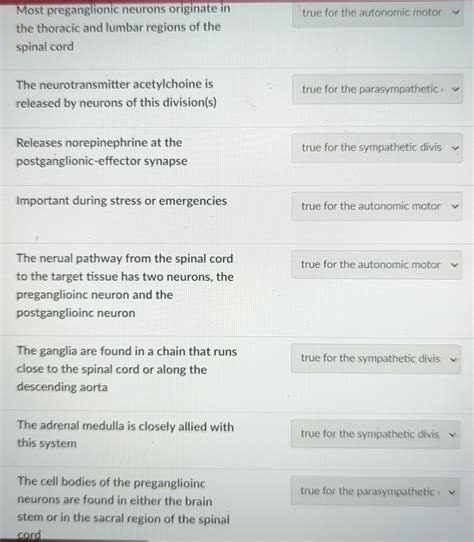 Solved Most Preganglionic Neurons Originate In The Thoracic