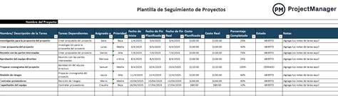 Plantilla De Seguimiento De Proyectos Para Excel Descarga Gratuita