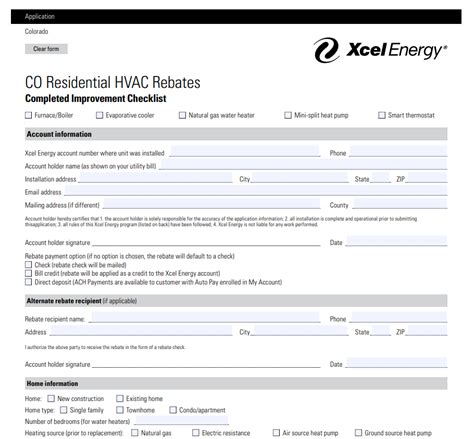 Xcel Printable Rebate Form