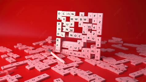 3d 렌더링 생생한 빨간색 배경의 크로스워드 퍼즐 개념은 페이지를 찾을 수 없음을 나타냅니다 오류 페이지 연결 없음 찾을