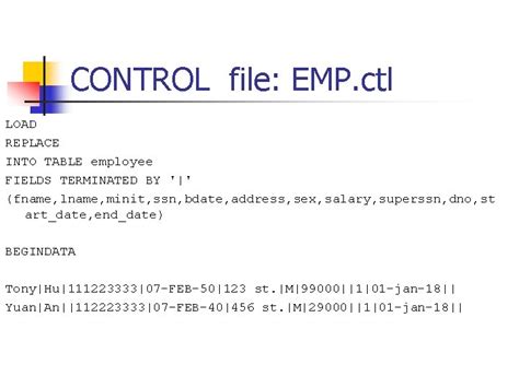 Using Sqlloader N N The Sqlloader Command Needs