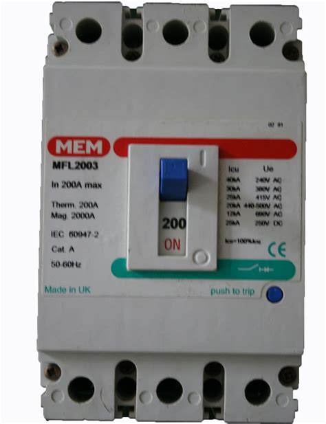 Mem Mfl2003 F Frame Mccb Triple Pole 200 Amp Circuit Breaker