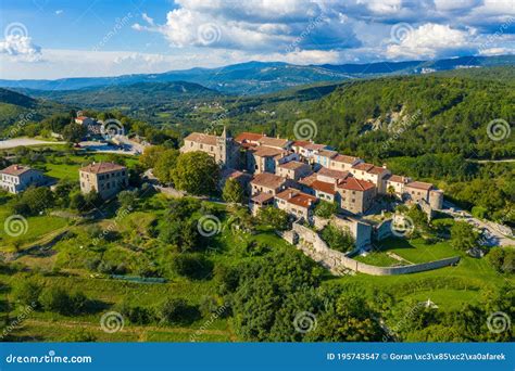 Aerial View Of Hum In Istra Croatia Stock Image Image Of Dinaric Limestone 195743547