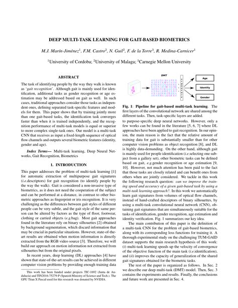 pdf deep multi task learning for gait based biometrics