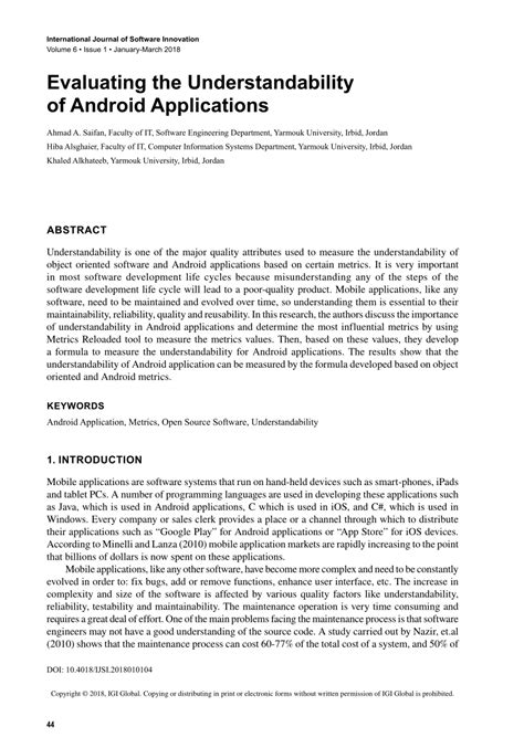 Pdf Evaluating The Understandability Of Android Applications
