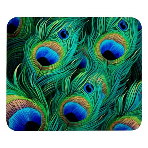 Peacock Feather Mouse Pad For Laptop Wireless Mouse Home Office Travel
