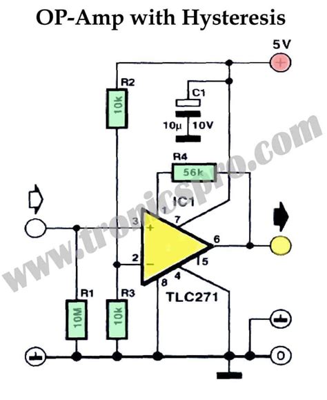 Op Amp With Hysteresis Circuit Diagram Tronicspro