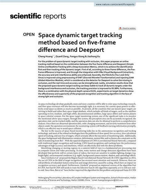 Pdf Space Dynamic Target Tracking Method Based On Five Frame Difference And Deepsort