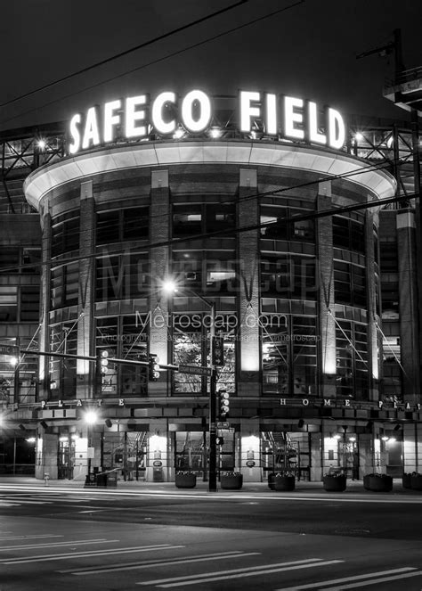 Safeco Field At Night Black And White Photography