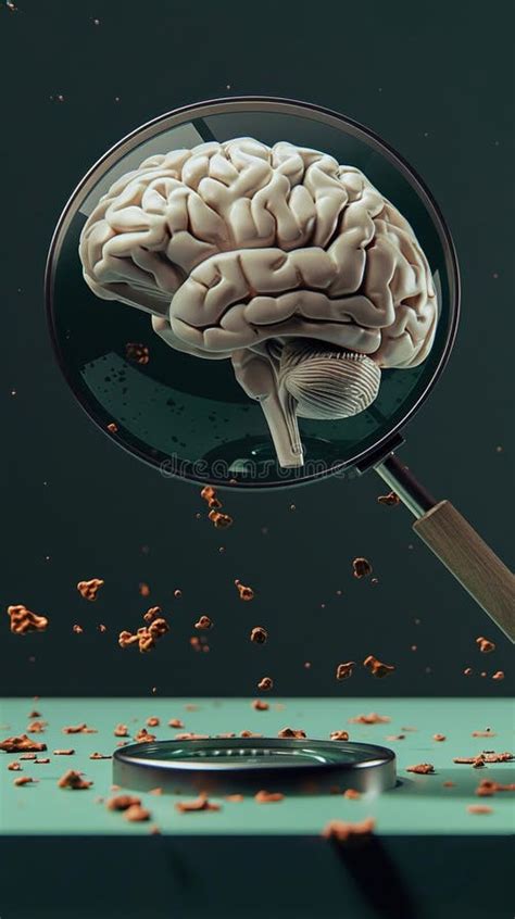 A 3d Model Of A Brain With A Magnifying Glass Hovering Over It
