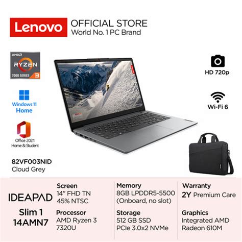 Jual Lenovo IdeaPad Slim 1 14AMN7 3NID 3KID AMD Ryzen 3 7320U 8GB Win11 OHS Jakarta Pusat