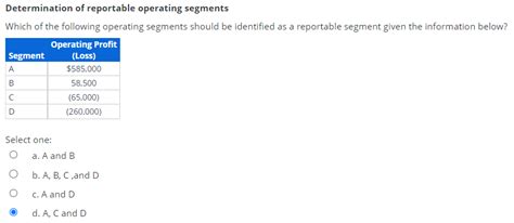 Solved Determination Of Reportable Operating Segments Which