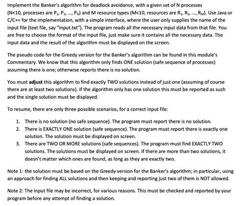 Solved Implement The Bankers Algorithm For Deadlock