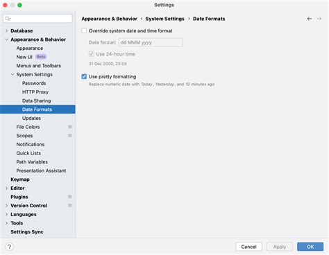Date Formats Settings Datagrip Documentation