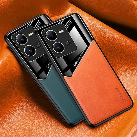 Vivo V G V E G Mirror Pc Leather Phone Case Soft Tpu Frame Built In Iron Bumper Phone Cover