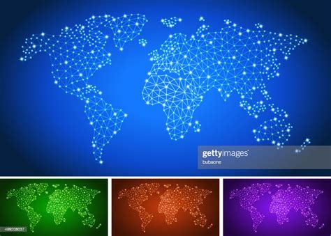 world map on triangular nodes connection structure vector art high res