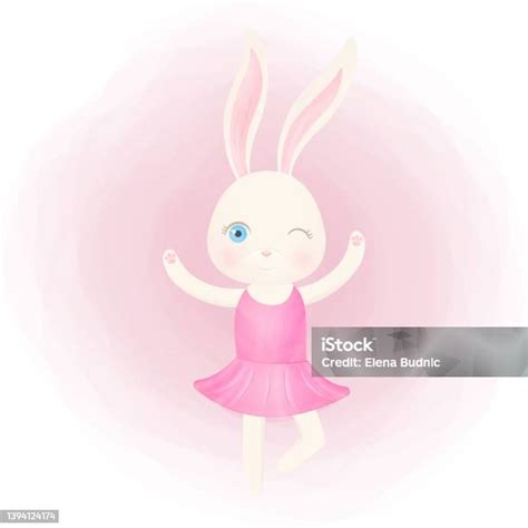 귀여운 춤추는 토끼 발레리나 마법 아름다운 핑크 드레스의 벡터 패션 일러스트 레이 션 0명에 대한 스톡 벡터 아트 및 기타 이미지 0명 귀여운 꽃 식물 Istock