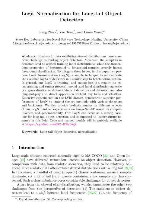 Pdf Logit Normalization For Long Tail Object Detection