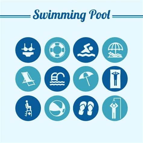 Premium Vector Swiming Pool Round Flat Symbols