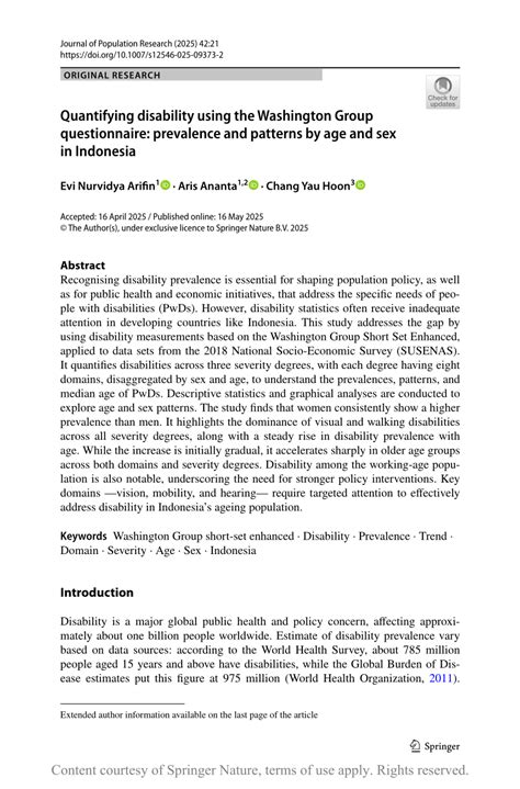 Quantifying Disability Using The Washington Group Questionnaire
