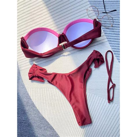 Lori Wrinkled Bandeau Strapless Bikini Ladies Style