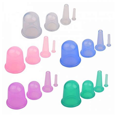 4pcs Silicone Cupping Cups Anti Cellulite Neck Face Back Body Massage Therapy Vacuum Set Green