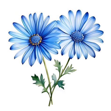 Blue Daisy Clipart Floral  Bundle Digital Download Set Of 10