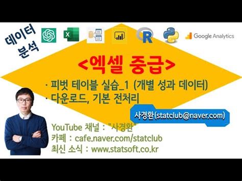 사경환 개인성과 데이터 엑셀 피벗 테이블 실습 01 YouTube