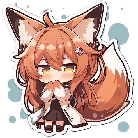Premium Ai Image Adorable Kawaii Illustrated Chibi Anime Fox Girl