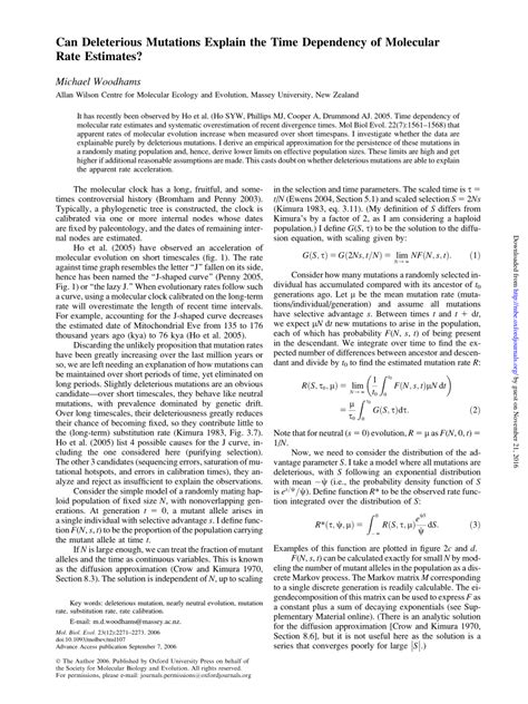 Pdf Can Deleterious Mutations Explain The Time Dependency Of
