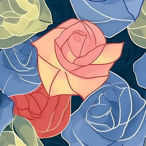 Premium Vector Seamless Pattern With Colorful Roses On Dark Blue
